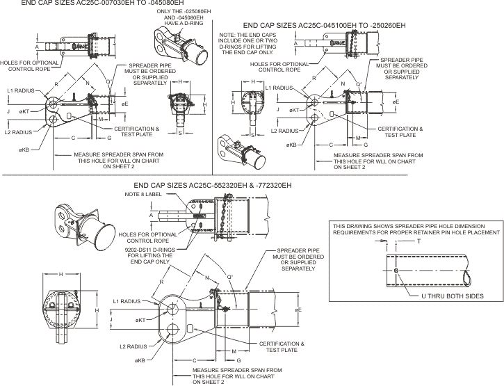 AC25C-007030EH End Caps for Spreader Bar Assemblies