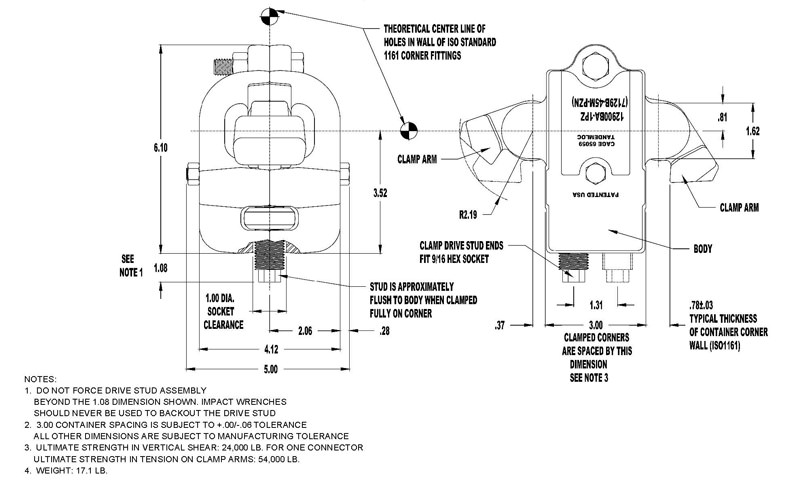 Horizontal ISO Container Connector (12900BA-1PZ) | Tandemloc